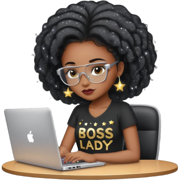 black pretty girl working hard with sparkles on laptop "boss lady ...