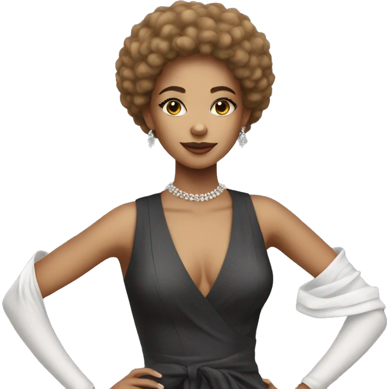 afro girl in elegant dress emoji | AI Emoji Generator