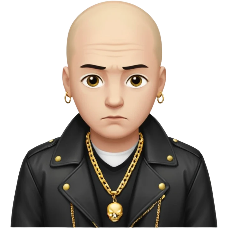 Bald Russian 1990s gangster emoji, leather jacket, , serious face emoji ...