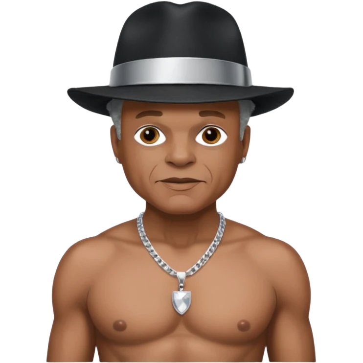 Michael Colyar with shirtless with necklace, black hat, metallic silver ...