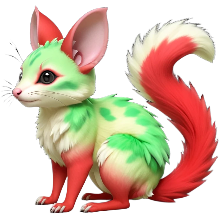 hyper-realistic neon-green-red-gradients black-pointed natural ...