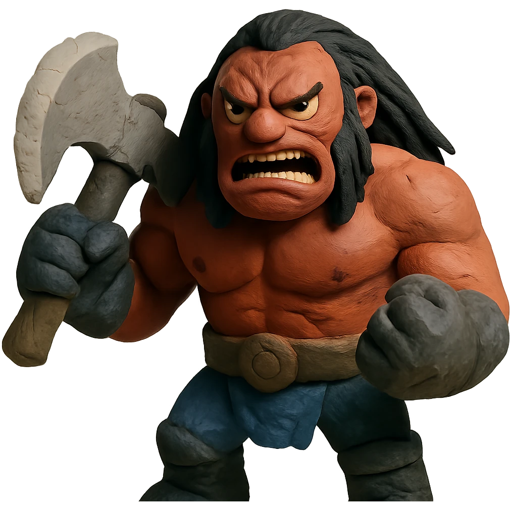 angry Axe from Dota 2 in claymation style emoji | AI Emoji Generator