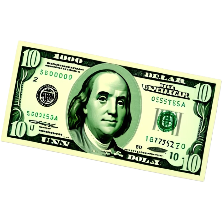 3D realistic US 100 dollar bill sticker, slight perspective, centered ...