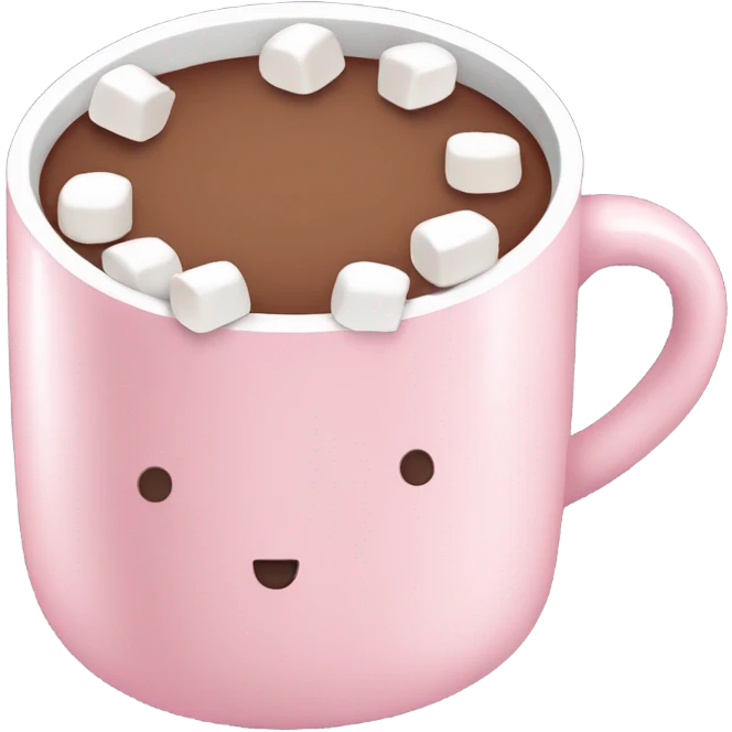 Light Pink mug of hot chocolate with marshmallows emoji | AI Emoji ...