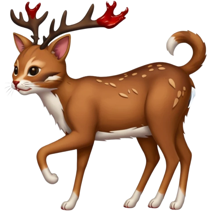 Cat kicking inside deer’s digesting stomach, emoji | AI Emoji Generator