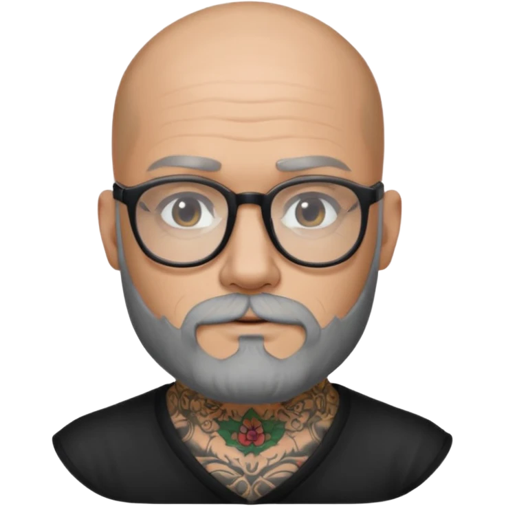 Bald man with salt and pepper beard and glasses and tattoos emoji | AI ...