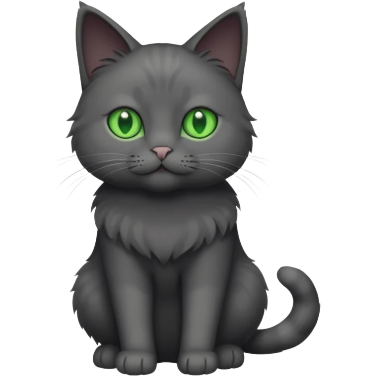 full body solid dark grey cat with green eyes and white paws emoji | AI ...