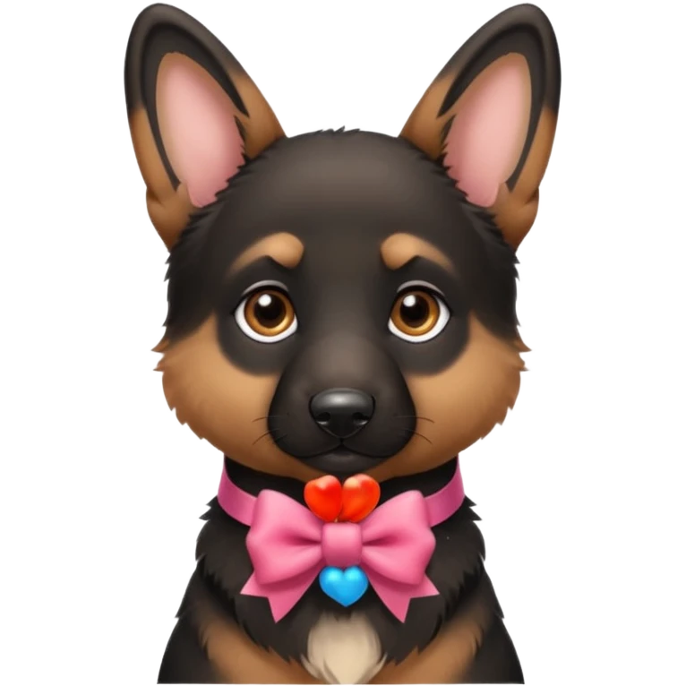 German shepherd puppy with a bow in the neck, like a gift emoji | AI ...