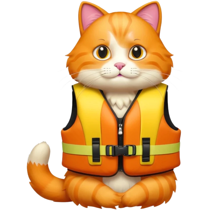 Big orange saviour cat emoji full body with life vest emoji | AI Emoji ...