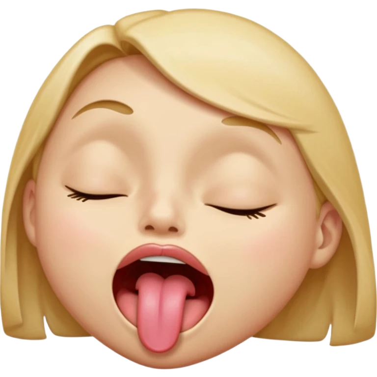 Face going in for a kiss with its mouth open, eyes closed and tongue ...