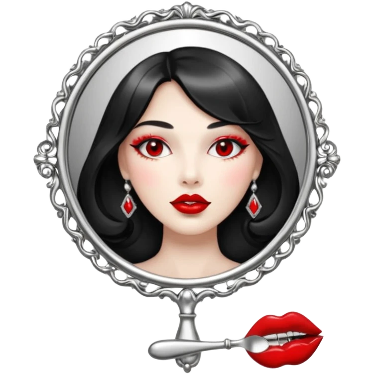 hand mirror, polished silver chrome, erotic vanity aesthetic emoji | AI ...