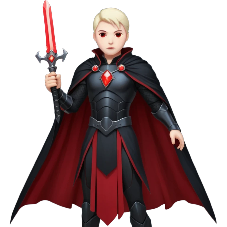 dark sci-fi villain human, black armor, long cape, glowing red energy ...