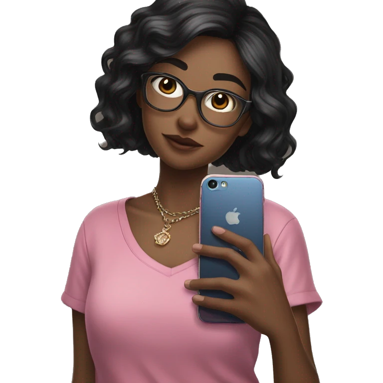 stylish girl taking pink selfie emoji | AI Emoji Generator