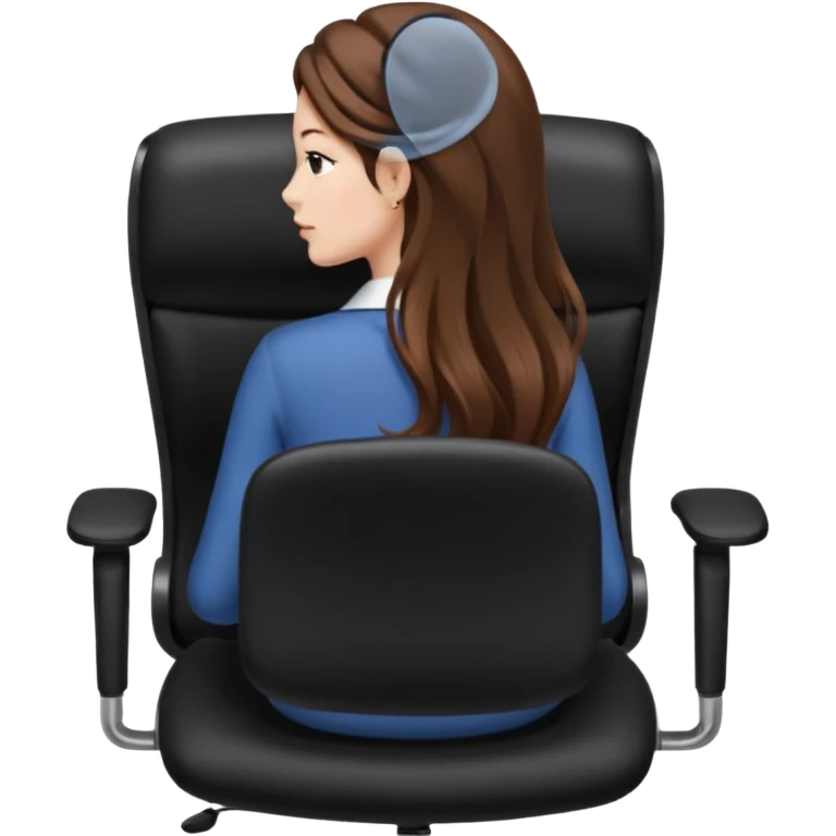 Woman from the Back of head with long hair sitting on an office chair ...