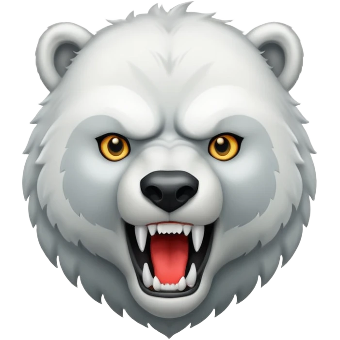 Polar bear and wolf hybrid with sabertooth fangs emoji | AI Emoji Generator