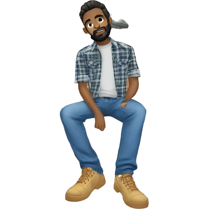 man sitting outside in plaid emoji | AI Emoji Generator