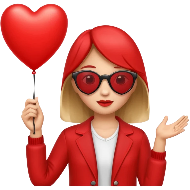 girl with sun glasses holding red heart balloon emoji | AI Emoji Generator