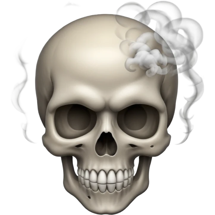 Make a skull emoji whose head is blasted off and smoke is coming from ...