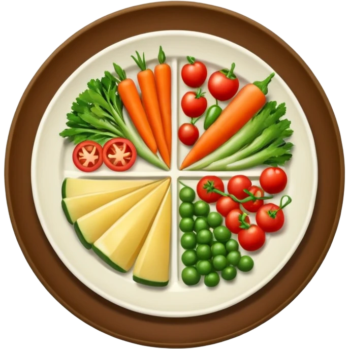 prato de comida dividido com legumes emoji | AI Emoji Generator