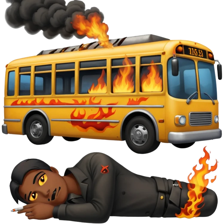 Bus running person over on fire emoji | AI Emoji Generator