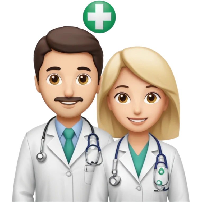 A cute cartoon-style emoji of a Saudi male and female doctors wearing ...