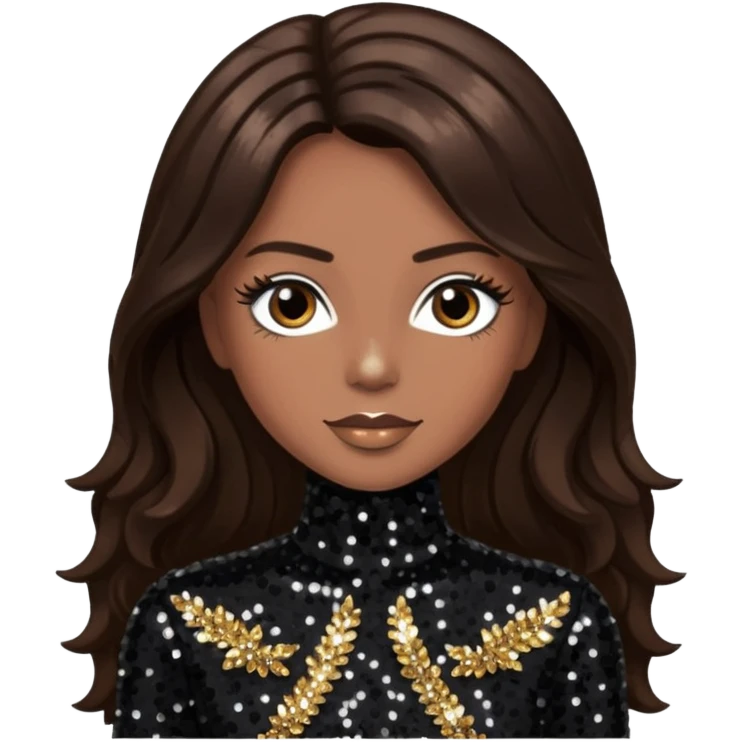 Terry Ellis from En Vogue with long dark brown hair, black sequin ...