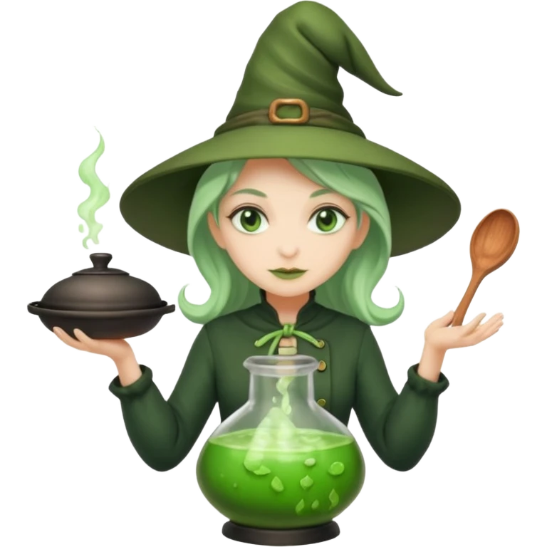 green witch cooking potion emoji | AI Emoji Generator
