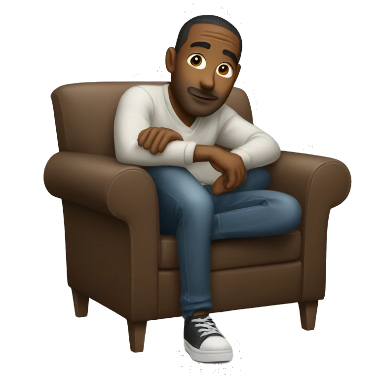 Cool guy leaning forward on chair emoji | AI Emoji Generator