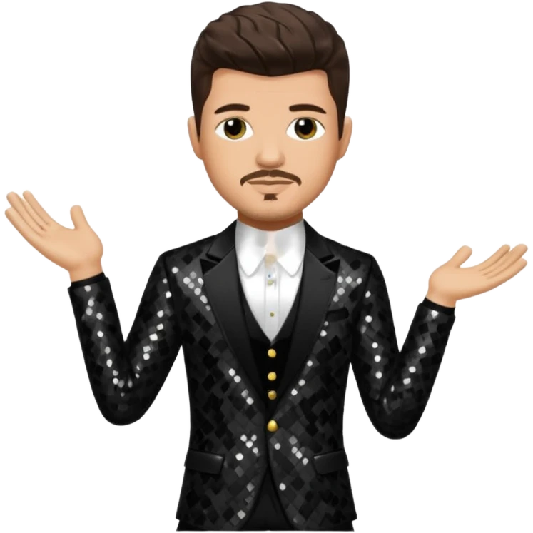 Robin Thicke with dark brown hair, black sequin outfit, light skin ...