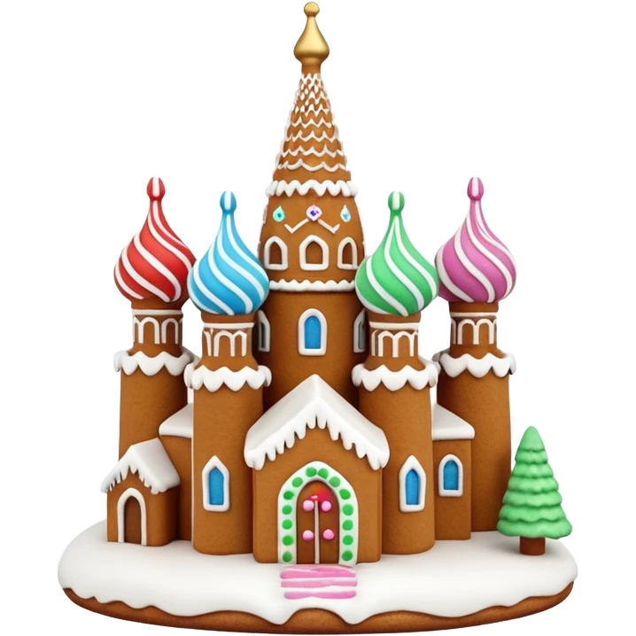 Apple style 3D emoji of a gingerbread house shaped like Saint Basil's ...