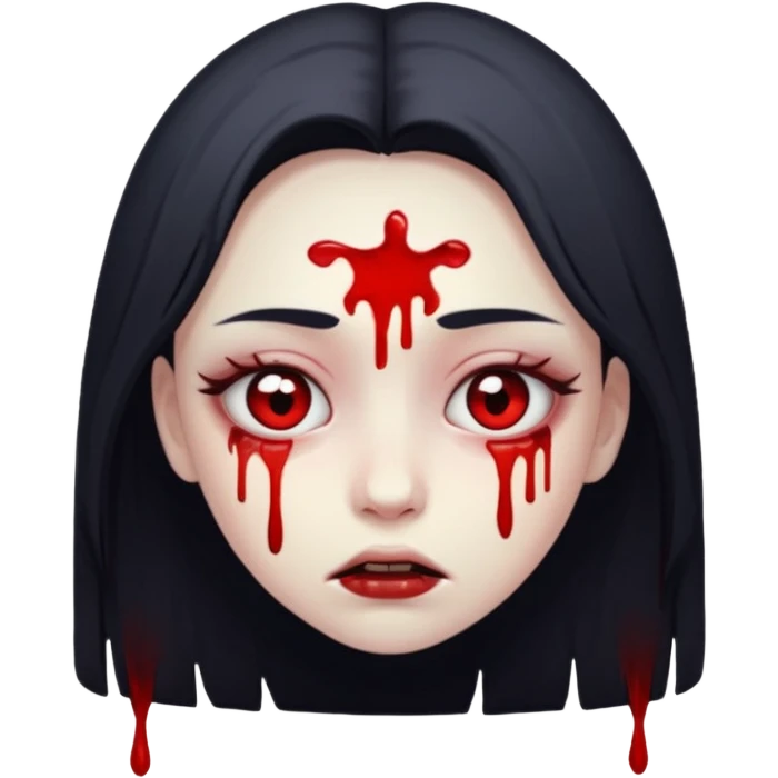 Girl bleeding from her eyes and looks really creepy emoji | AI Emoji ...