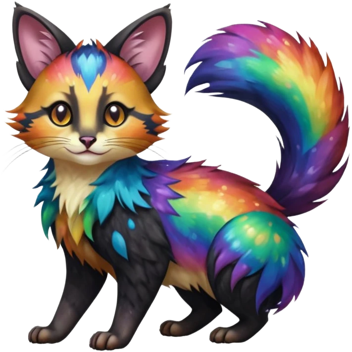 Hyper realistic tar-black fur drenched in rainbow oil slick like ...