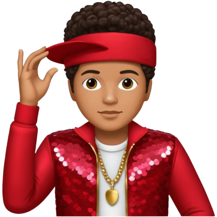 Bruno Mars with dark brown hair, red sequin outfit emoji | AI Emoji ...