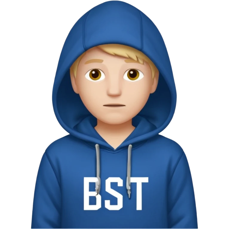 make an image of white person wearing hoodie with "BST" letters on it ...