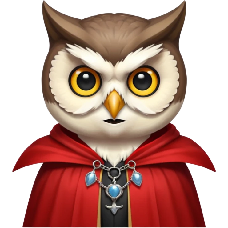 owl vampire in red collar cloak emoji | AI Emoji Generator