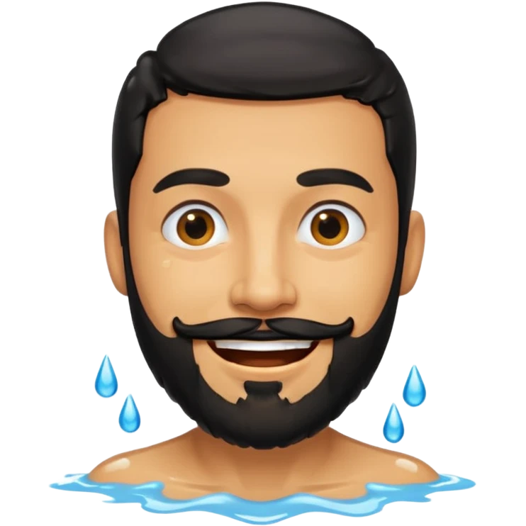 Smiling with black beard that is dripping wet emoji | AI Emoji Generator