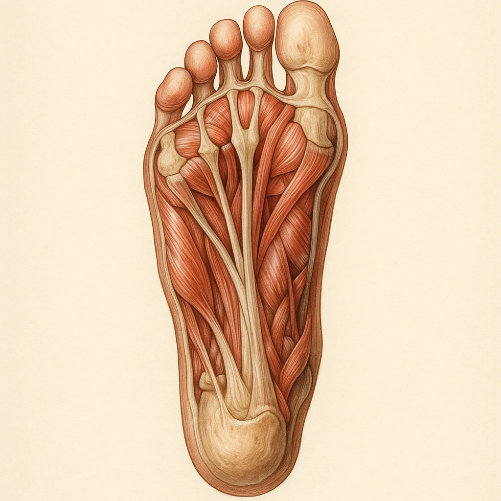 human foot sole view with detailed anatomical representation of muscles ...