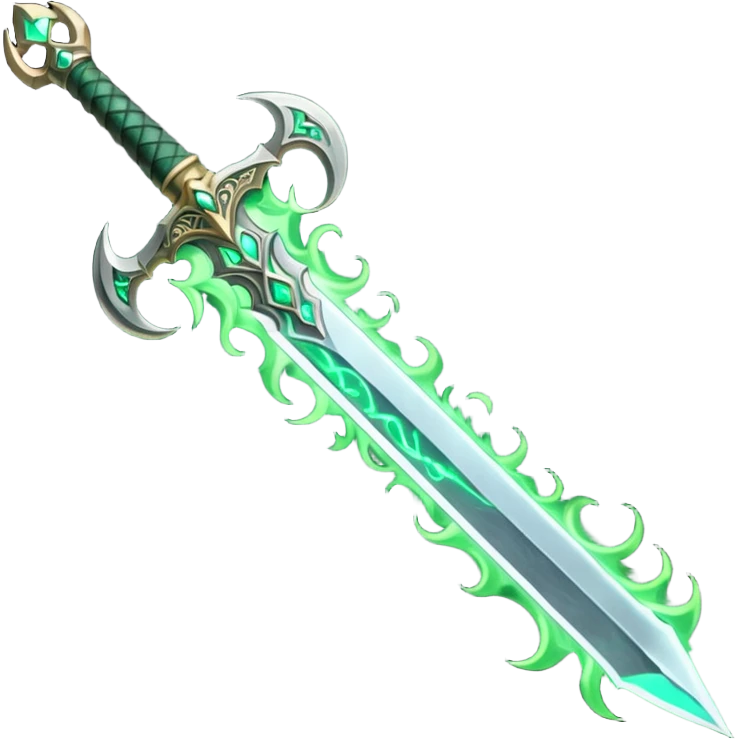 magical greatsword with a Eldritch green fire powers in it emoji | AI ...