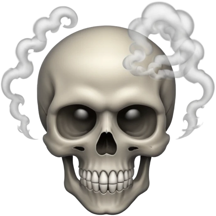 Make a skull emoji whose head is blasted off and smoke is coming from ...