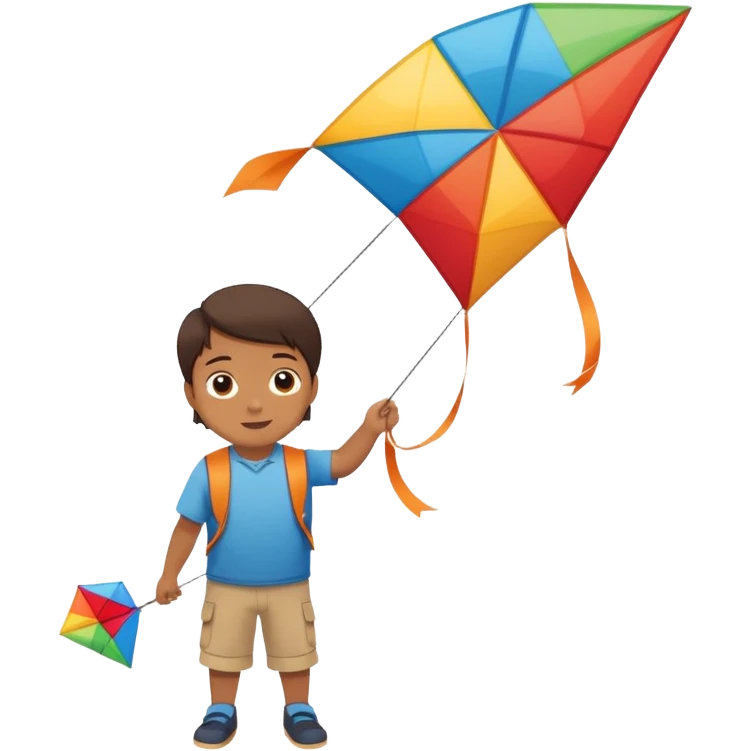 child with kite,Kite Flyers, big kite. emoji | AI Emoji Generator