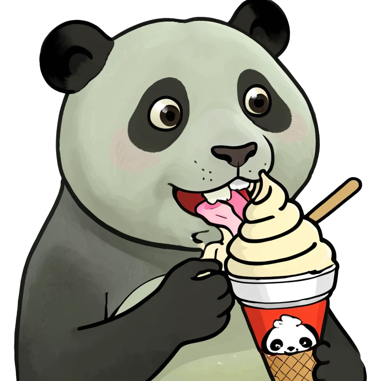 Panda eating ice cream meme | AI Emoji Generator