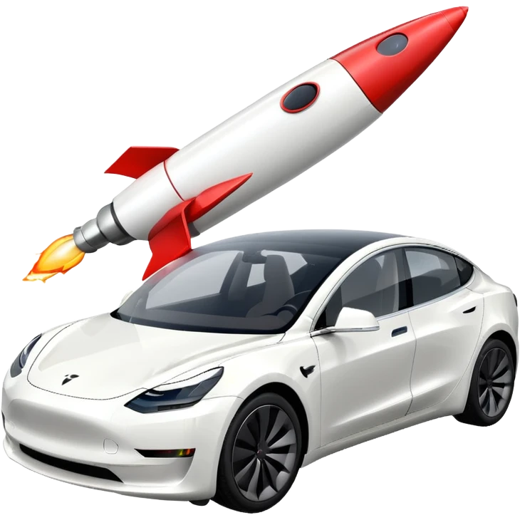 Tesla model 3 white. Two rockets mounted flat on roof emoji | AI Emoji ...