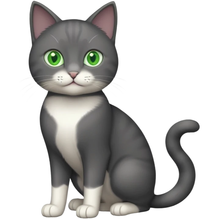 full body solid dark grey cat with green eyes, white paws and white ...