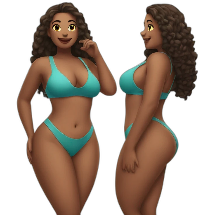 Curvy-girl-swimsuit-posing emoji | AI Emoji Generator