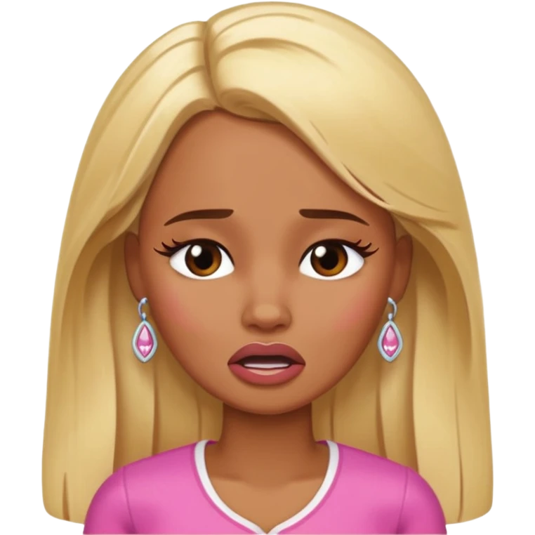 brown skin blonde barbie crying emoji | AI Emoji Generator