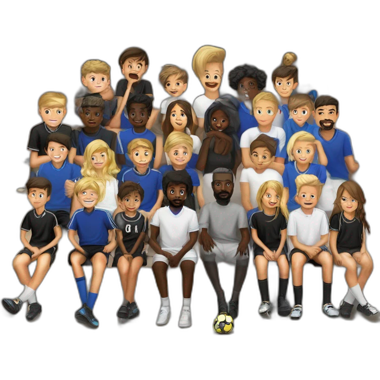 Group of kids playing soccer emoji | AI Emoji Generator