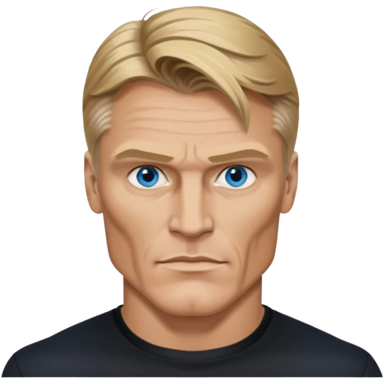 Dolph Lundgren with blue eyes, dark blonde hair, black outfit emoji ...