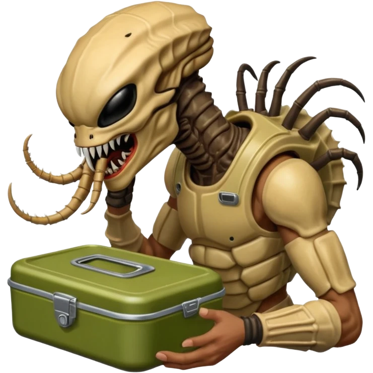 The original Predator with mask and mouth piece eating an Alien ...