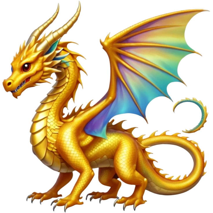 a golden dragon with two legs and two wings and one tail emoji | AI ...