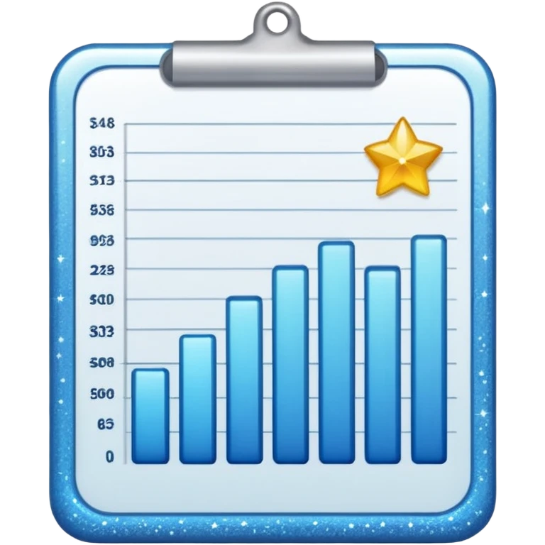 ios style emoji for report sheet consisting graph/ charts with sparkle ...